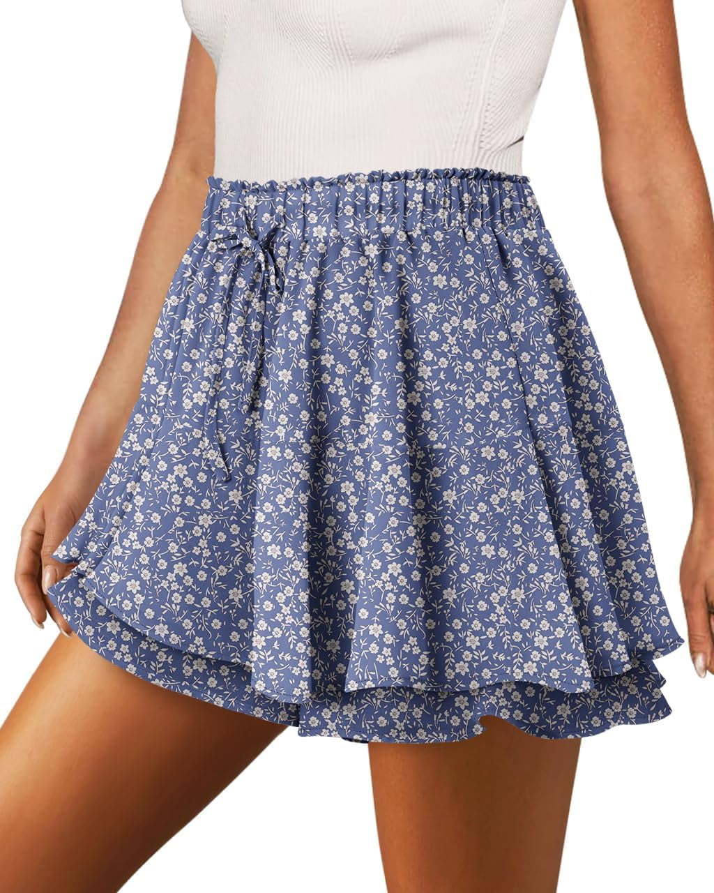 KISSMODA Flowy Shorts for Women Chiffon Ruffle Skorts Mini Skirts for ...