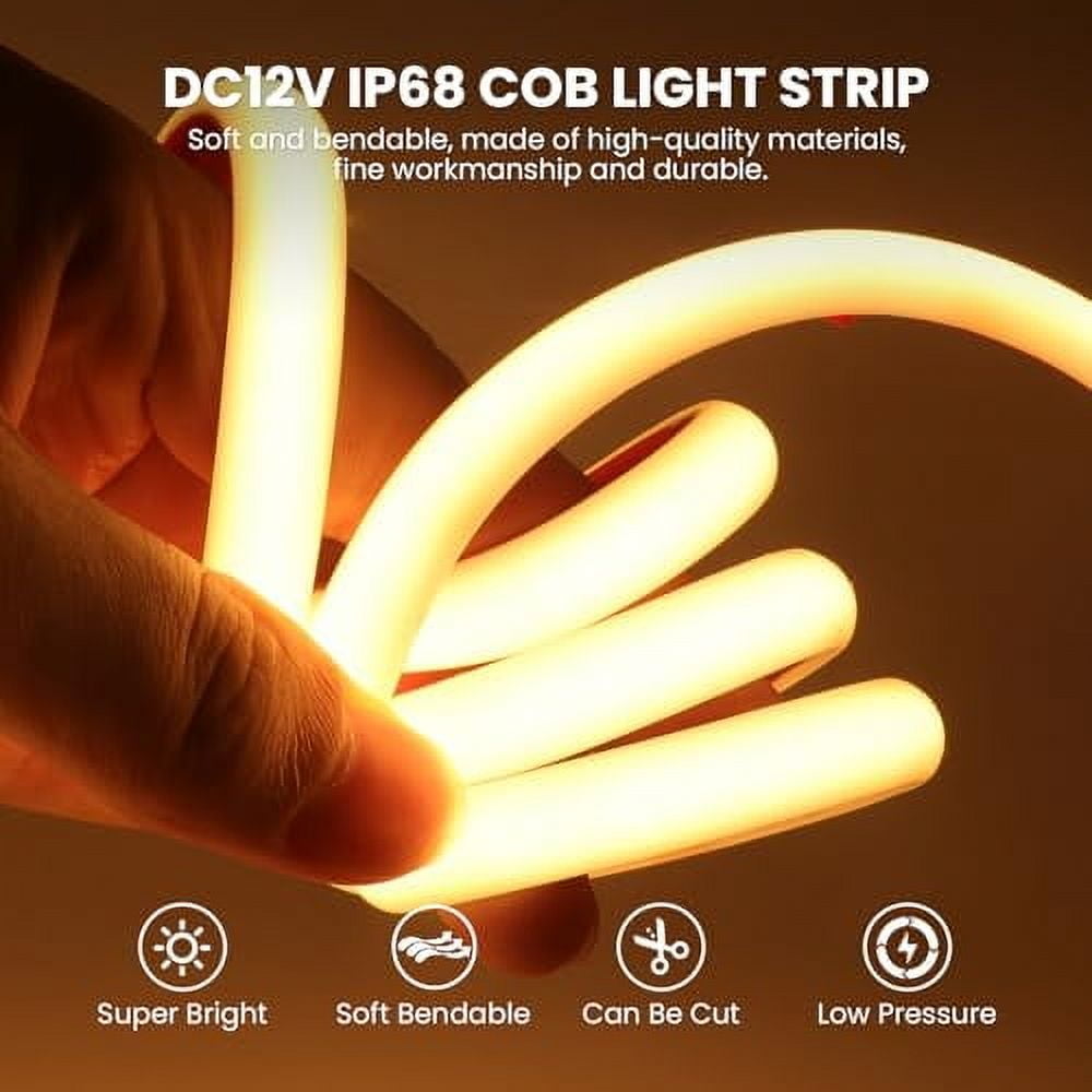 KISUFU 12V COB Led Strip Lights with 1.2W USB Controller Support Solar ...