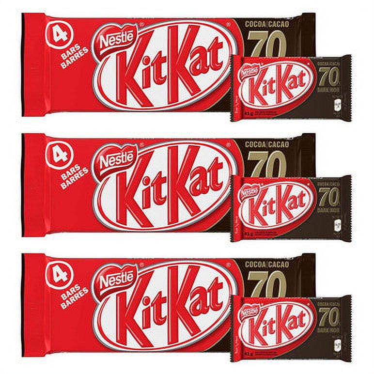 KIT KAT 4 Finger Dark Chocolate 70% Multipack 4x41g, 3-Pack {Imported ...