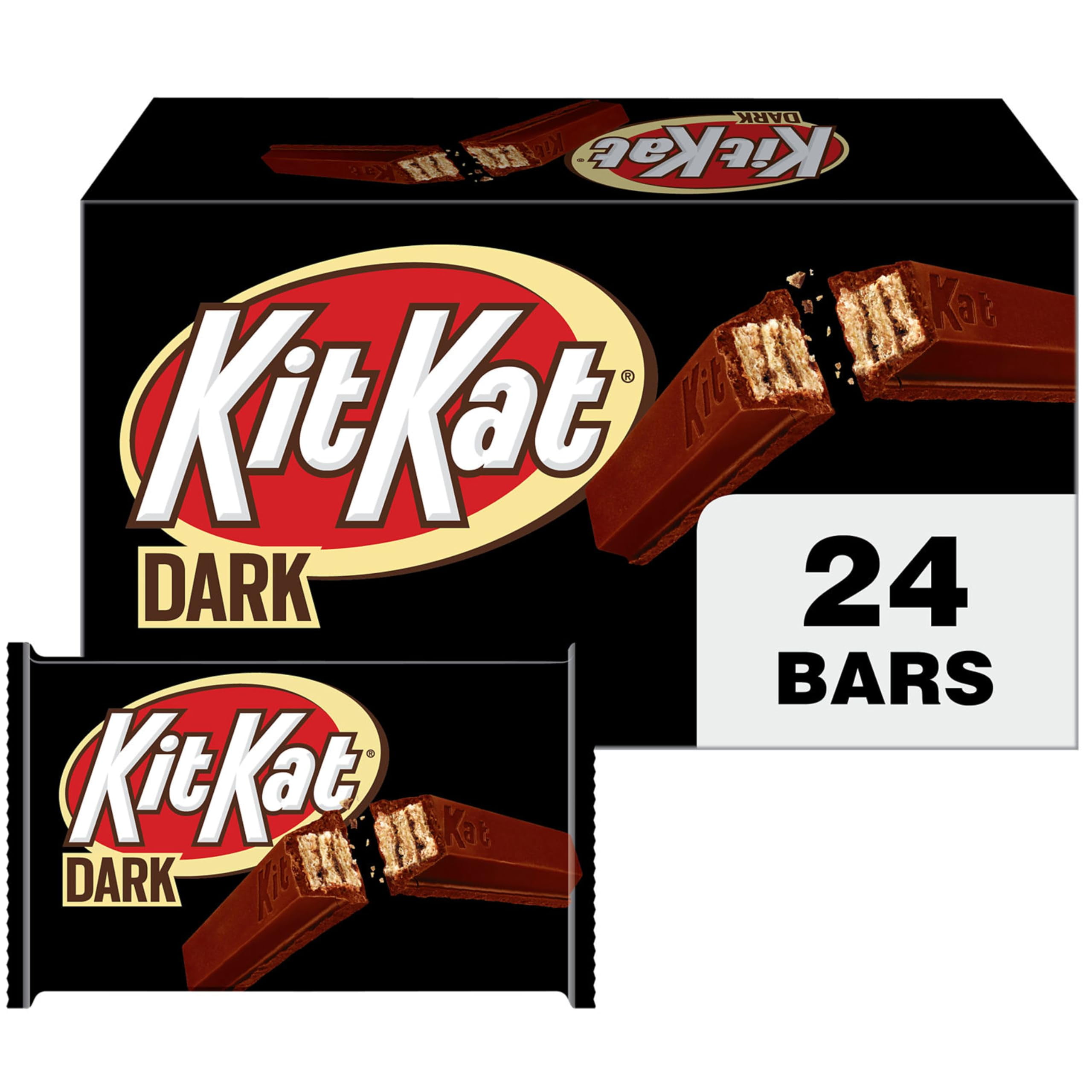 KIT KAT Dark Chocolate Wafer Candy Bars, 1.5 oz (24 Count) - Walmart.com