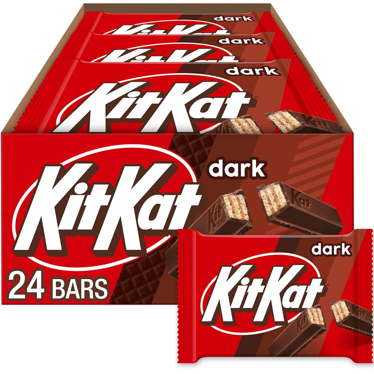 KIT KAT Dark Chocolate Wafer Candy Bars, 1.5 oz (24 Count) - Walmart.com