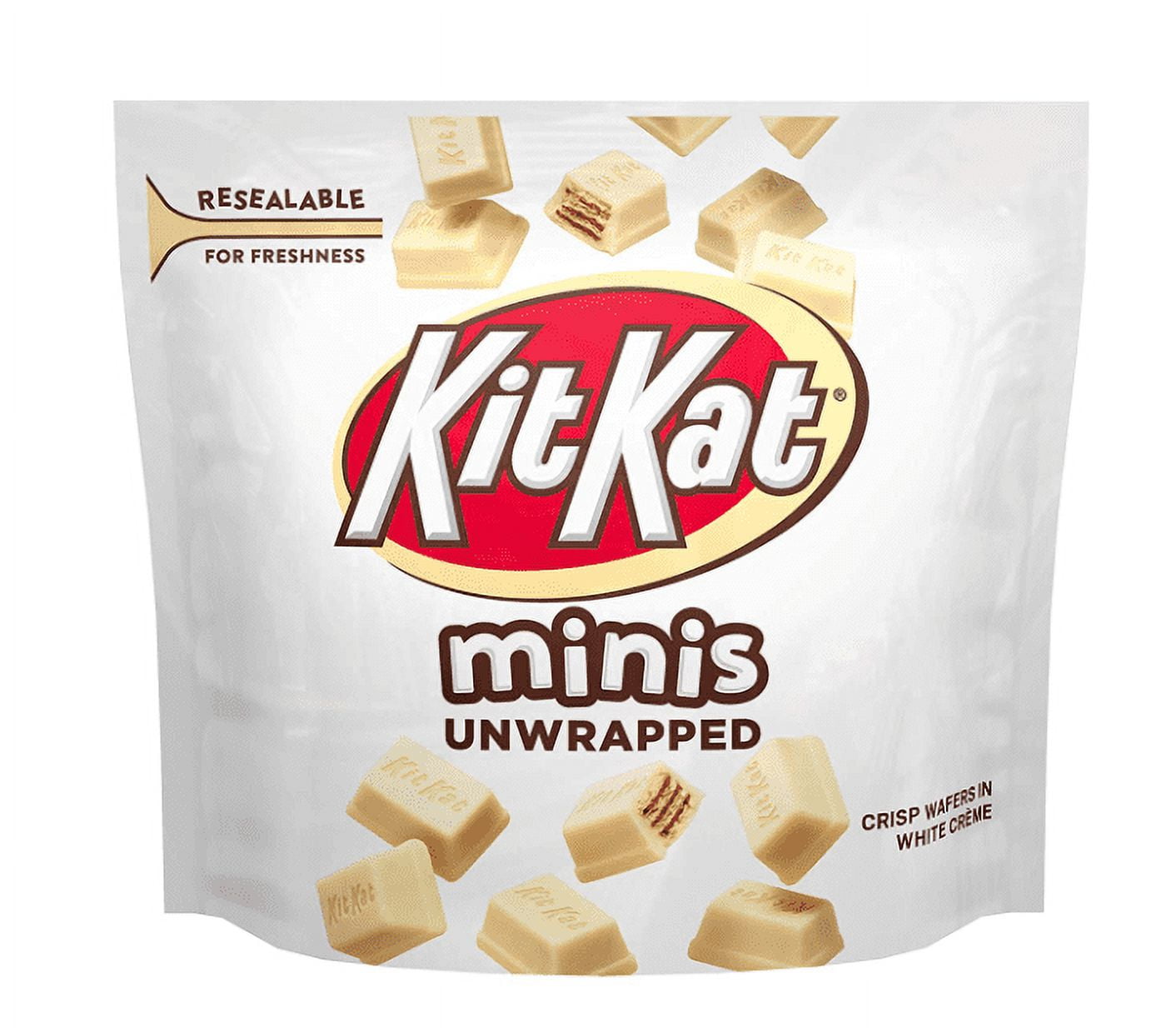 KIT KAT Minis Unwrapped White Creme Wafer Candy, 7.6 oz Resealable Bag ...