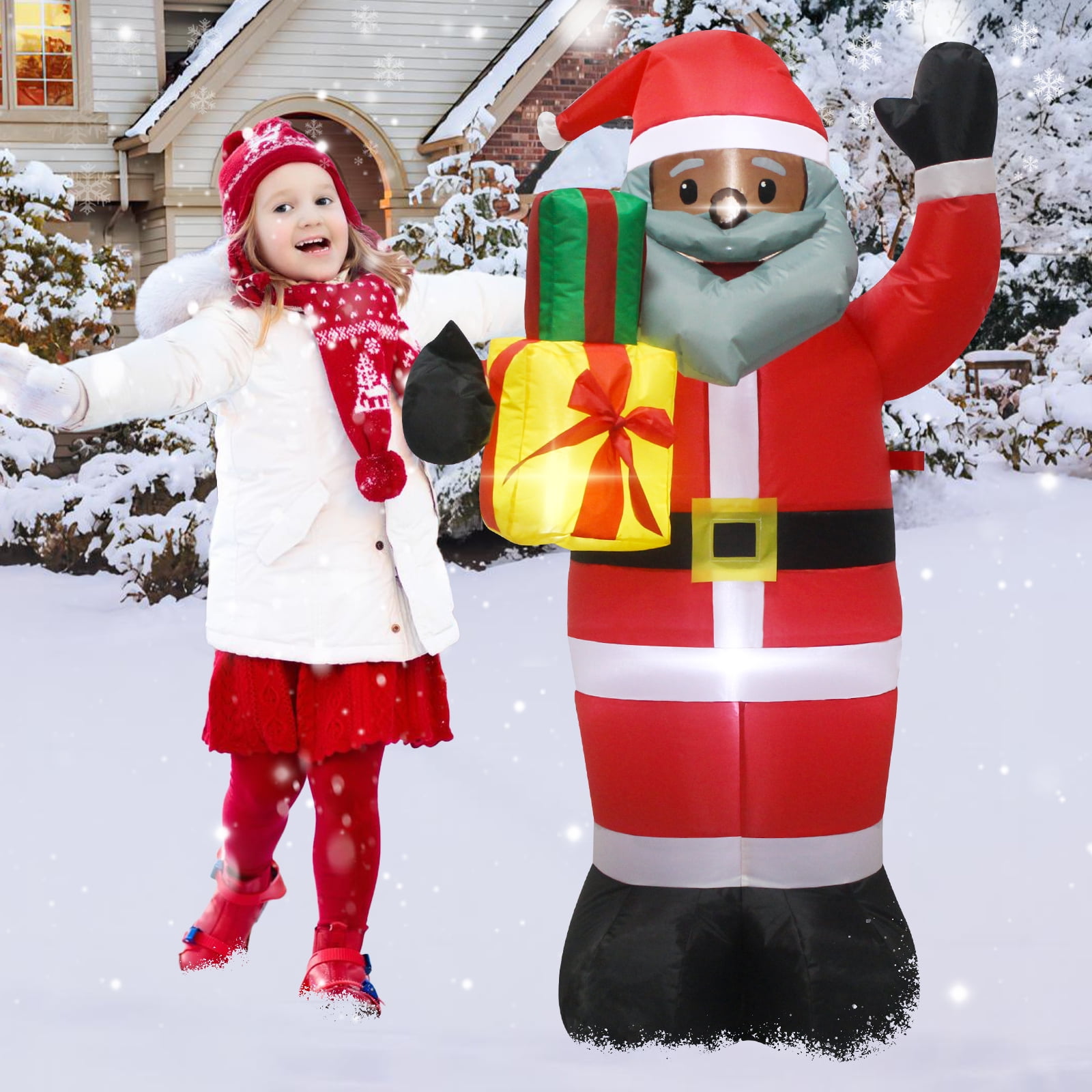 KITBONIS 4FT Christmas Inflatable Decoration with LED-Lit Santa Claus ...