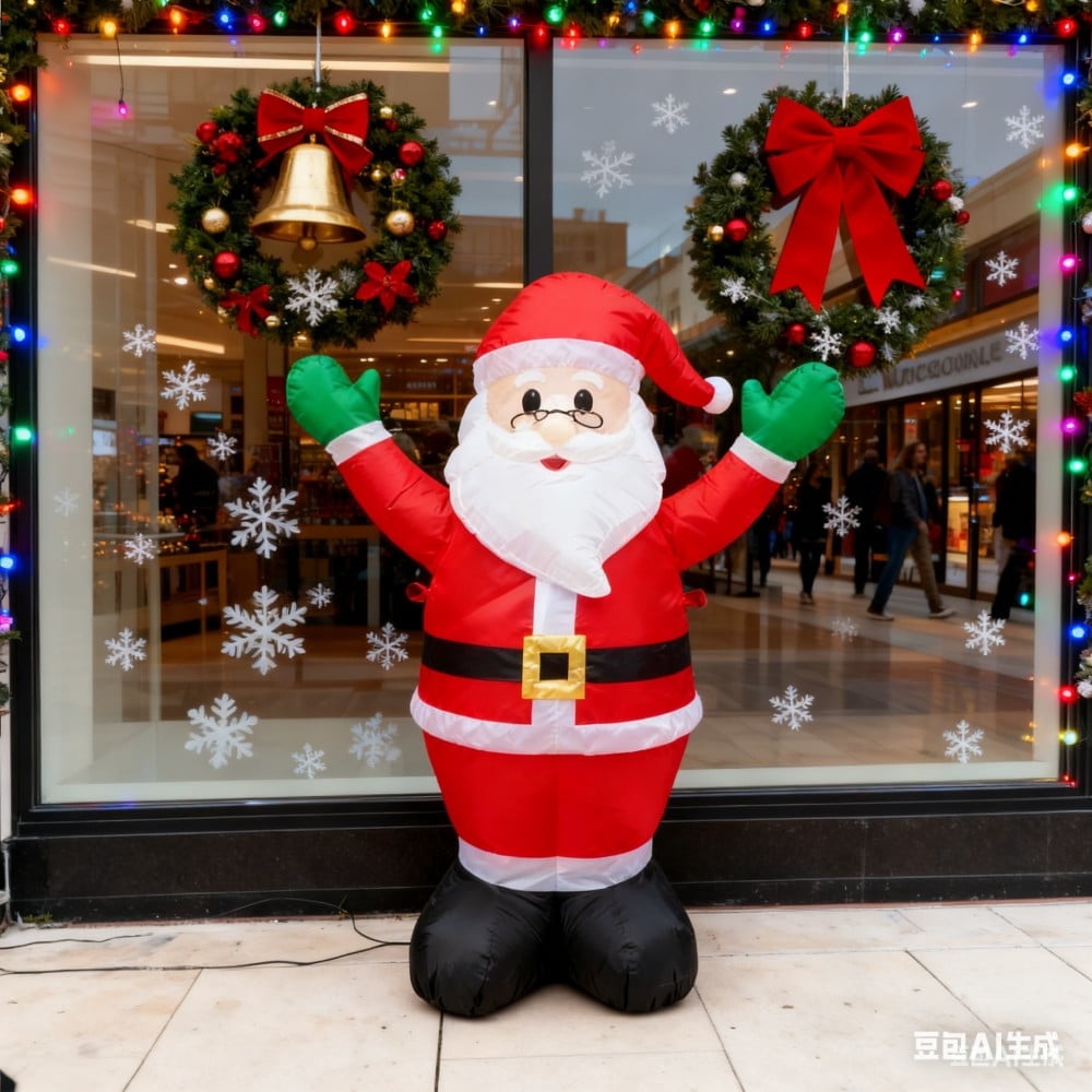 KITBONIS 4FT Inflatable Santa Claus with Glasses Garden Yard ...