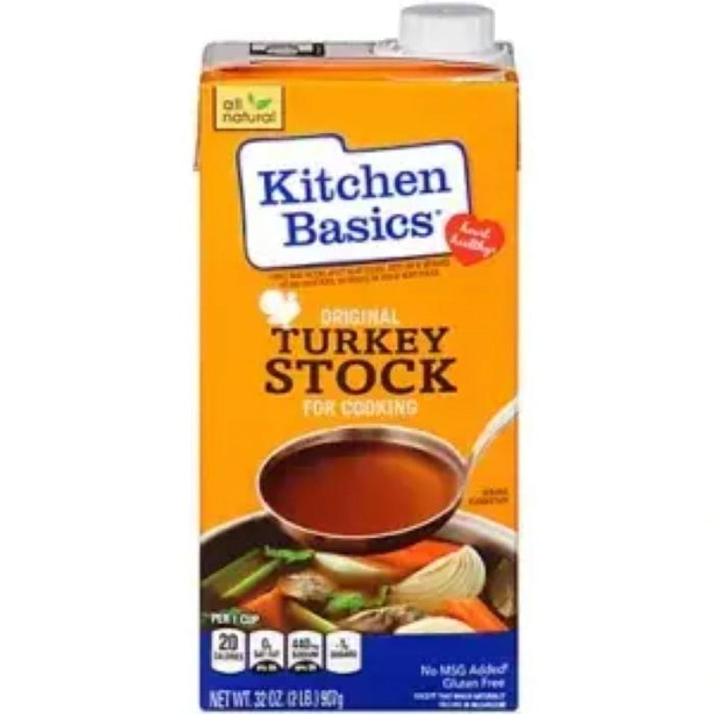 Kitchen Basics Turkey Stock Cooking Broth Liquid, Gluten Free, 32 Oz - Pack of 12 - Walmart.com