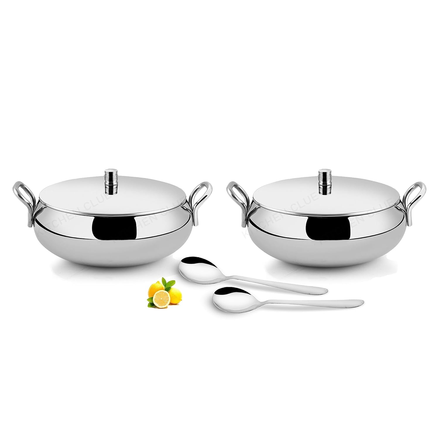 KITCHEN CLUE Heavy Guage Stainless Steel Handi Bowl Set with Spoon Pack ...