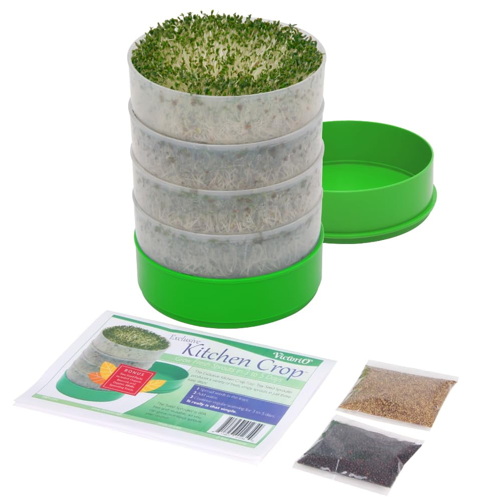 KITCHEN CROP DeluxeTRDN Seed Sprouter with 4 Growing Trays and 1 Seed ...
