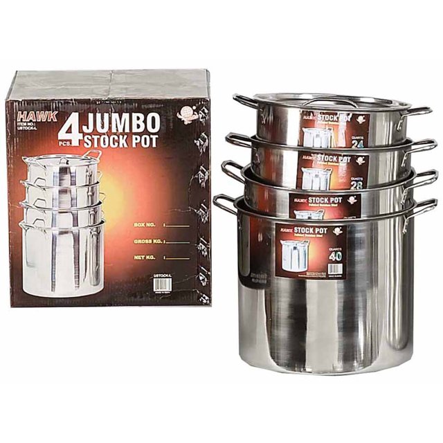 KITCHEN DIVA 4 Piece Stainless Steel Jumbo Stock Pots Set | Rust-Proof ...