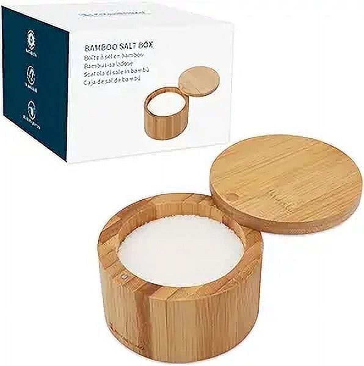 Kitchendao Bamboo Salt Cellar with Magnetic Lid - 6oz - Walmart.com