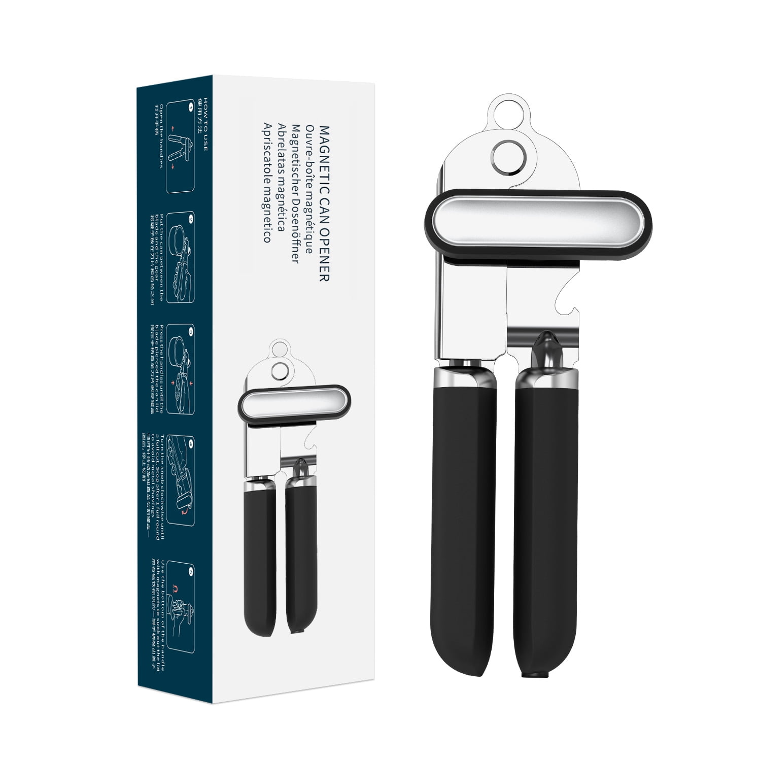 KITCHENDAO Manual Can Opener, Handheld Can Opener with Magnet, Black ...