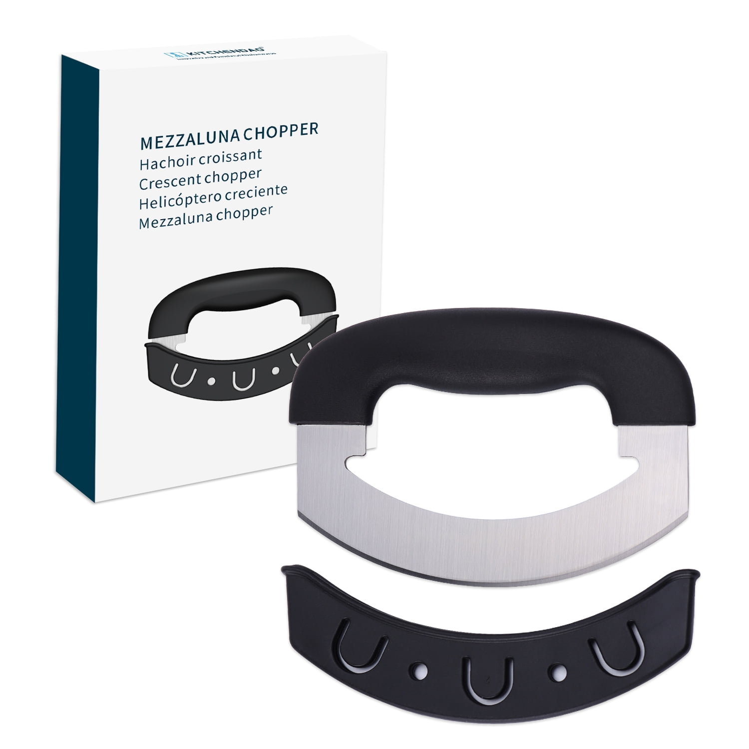 KITCHENDAO Super Sharp Pizza Cutter Mezzaluna Salad Chopper, Advanced ...