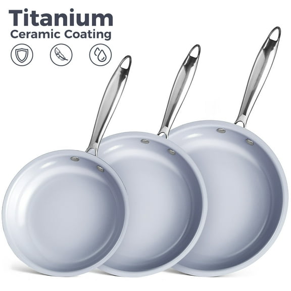 Titanium Ceramic Pan, 12in Titanium Alloy Non-stick Pot with Lid with ...
