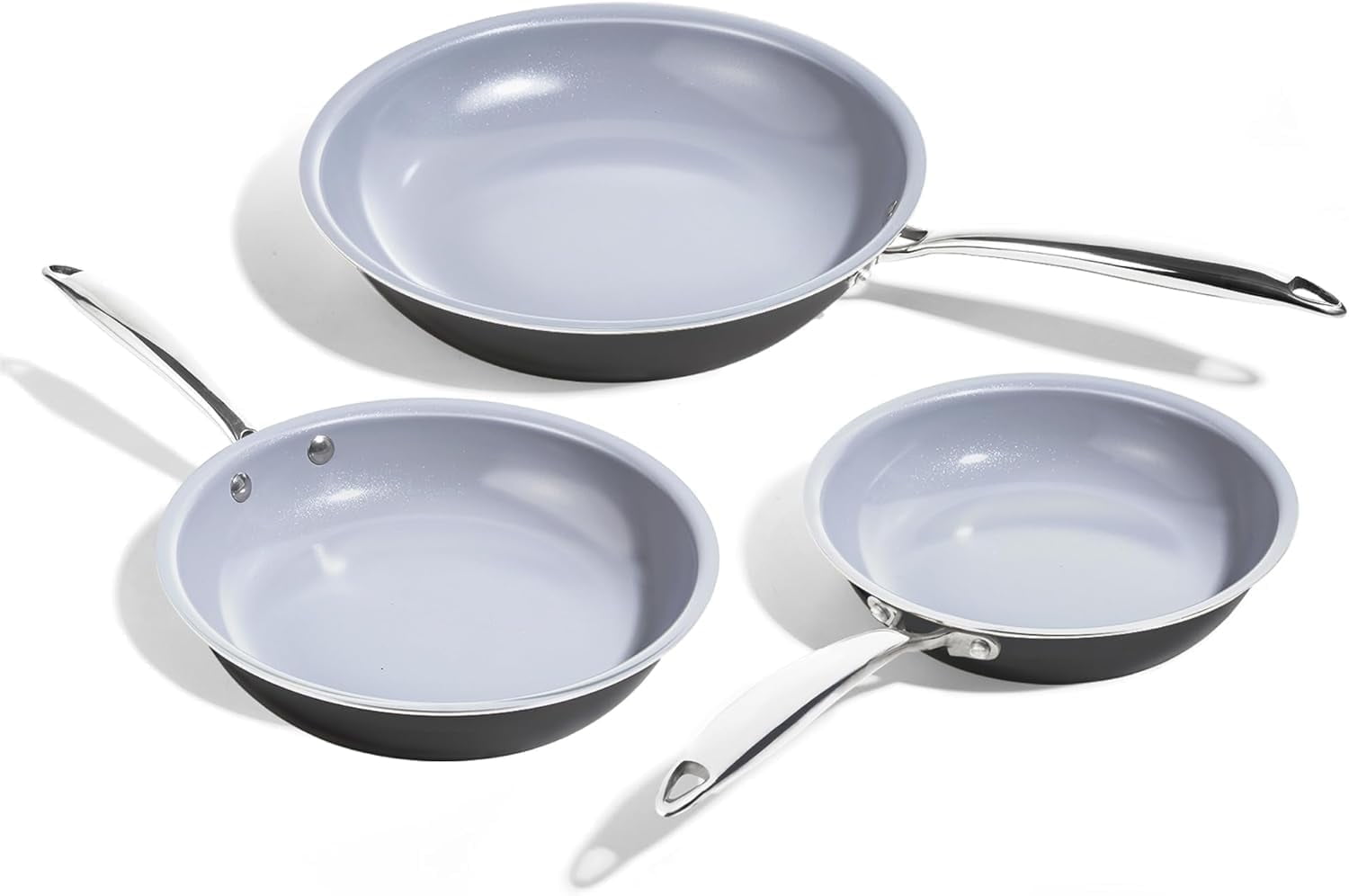 KITEXPERT Non Stick Frying Pans Set, Titanium Ceramic Pan Skillet Set ...