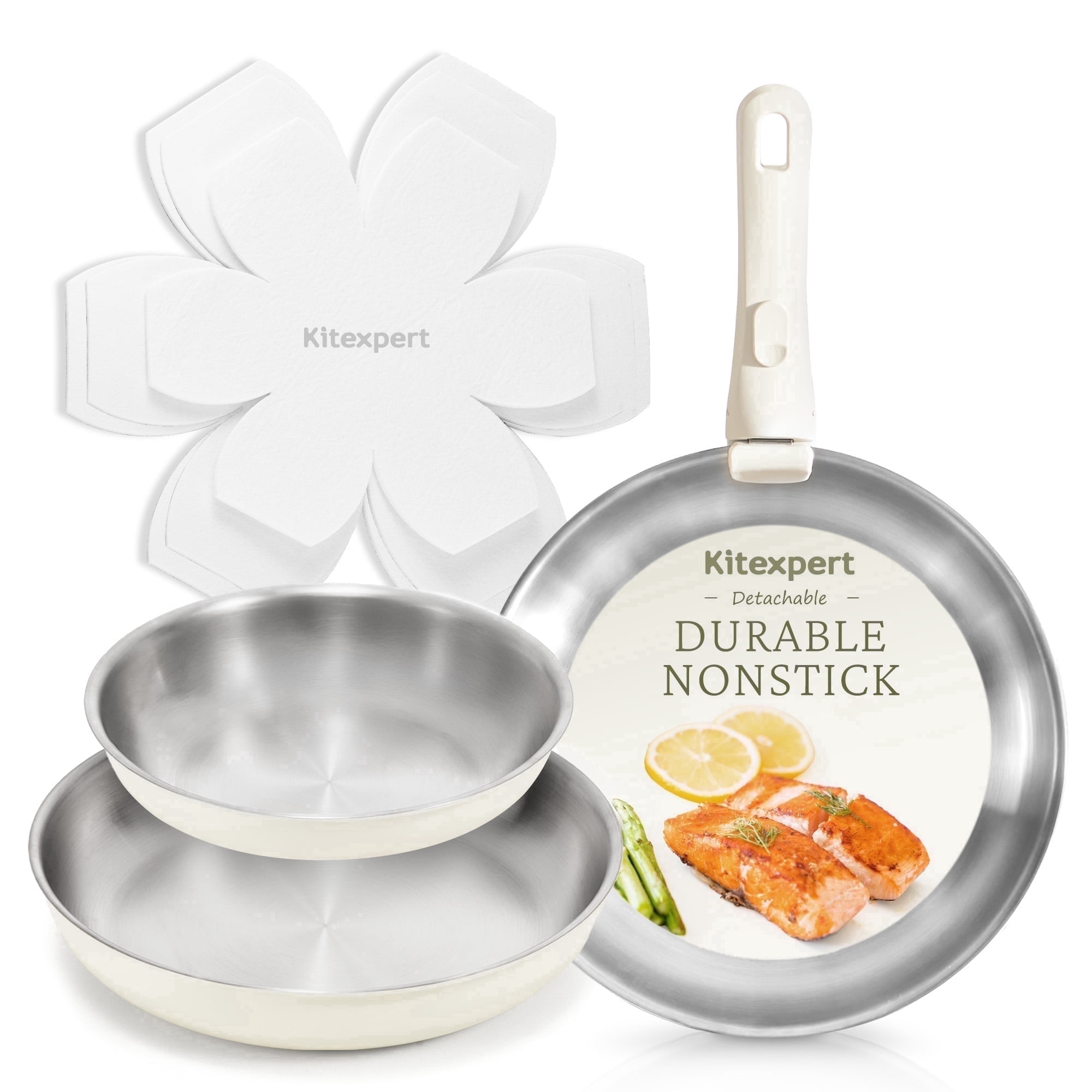 KITEXPERT Non-Toxic Stainless Steel Frying Pan (8",10",12"), Cookware ...