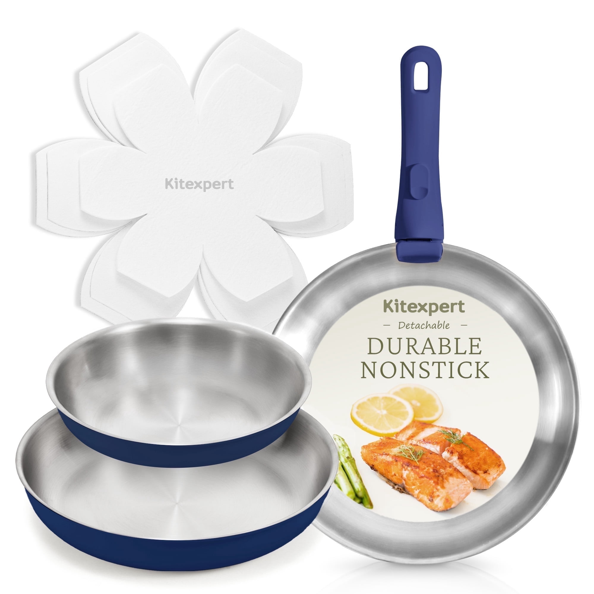 KITEXPERT Non-Toxic Stainless Steel Cookware Set(8",10",12"), Ceramic ...