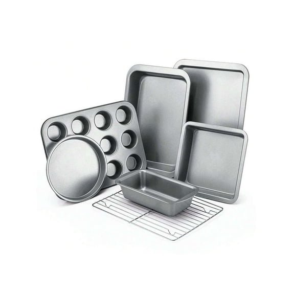 KITESSENSU Baking Pans Sets, Nonstick Bakeware Sets 7-Piece With Round ...