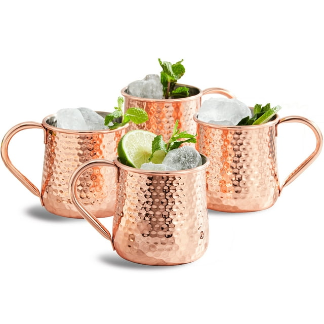 KITESSENSU Moscow Mule Mugs Set of 4 | 18 oz Hammered Copper Mugs Keep ...