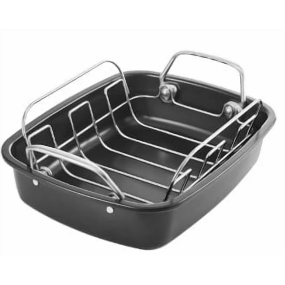 KITESSENSU Nonstick Turkey Roasting Pan with Rack 17"x14", Large ...