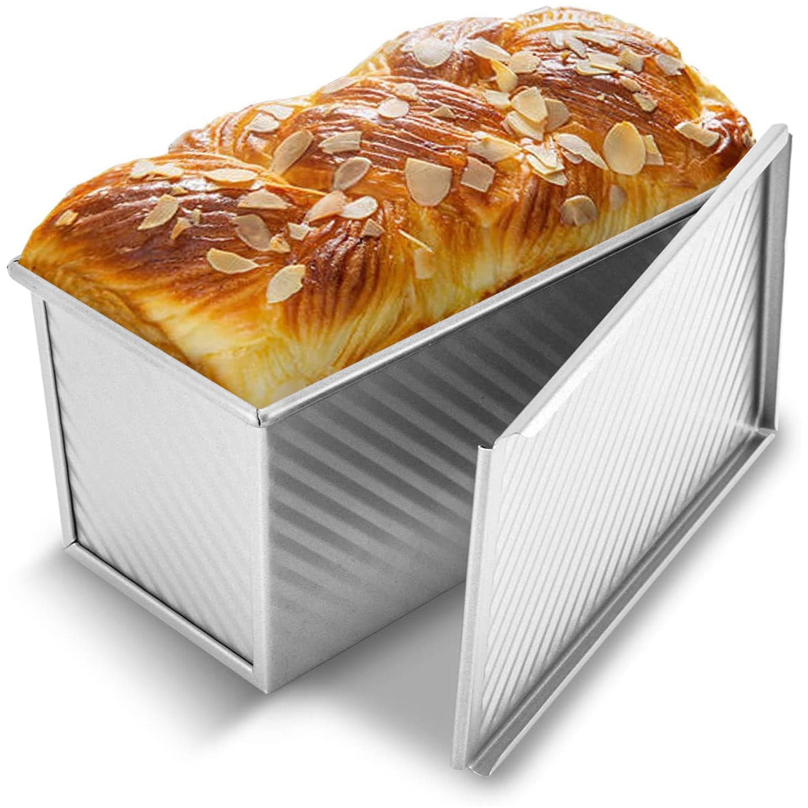 KITESSENSU Pullman Loaf Pan with Lid, 1 lb Dough Capacity Non-Stick ...
