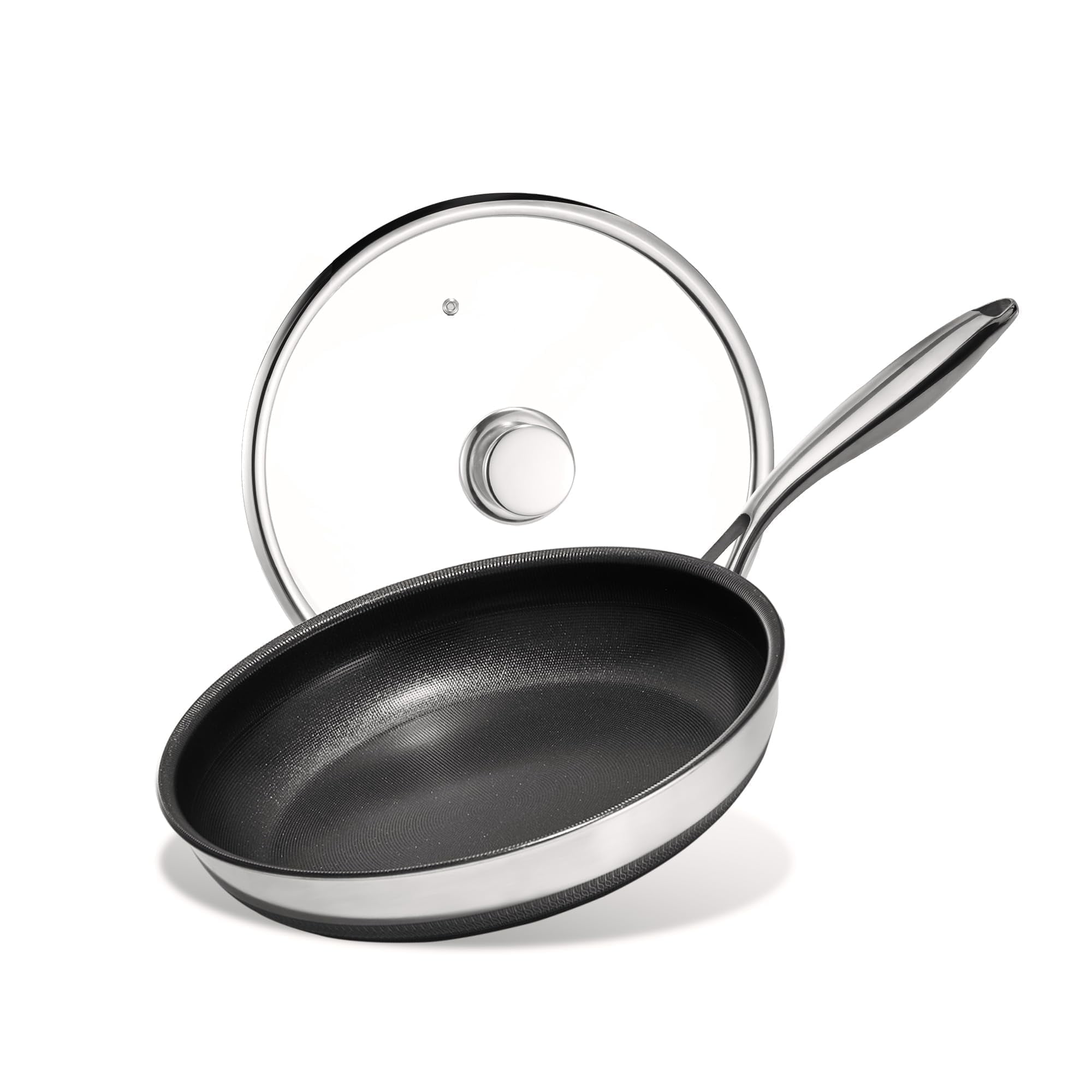 KITEXPERT Non Stick Frying Pans with Lid, 10" Titanium Ceramic Pan ...