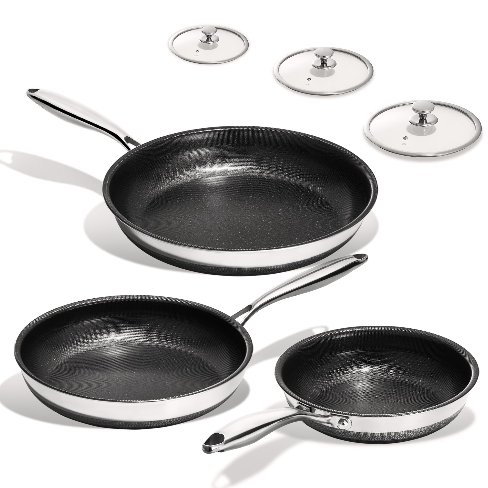 KITEXPERT Non Stick Frying Pans Set - 3 Piece (8, 10, 12") Titanium ...