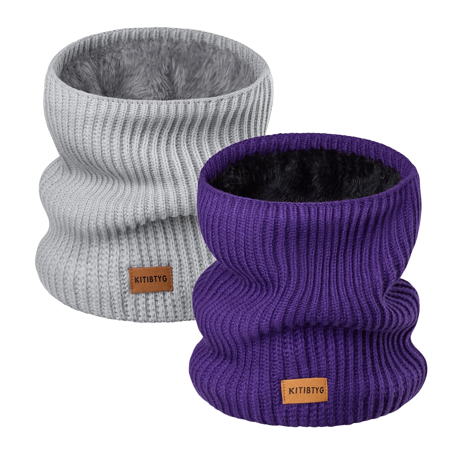 BUTKLNYTS 2-Pack Knitted Neck Warmer ，Knitting Fleece Scarf Gaiter Mask ...