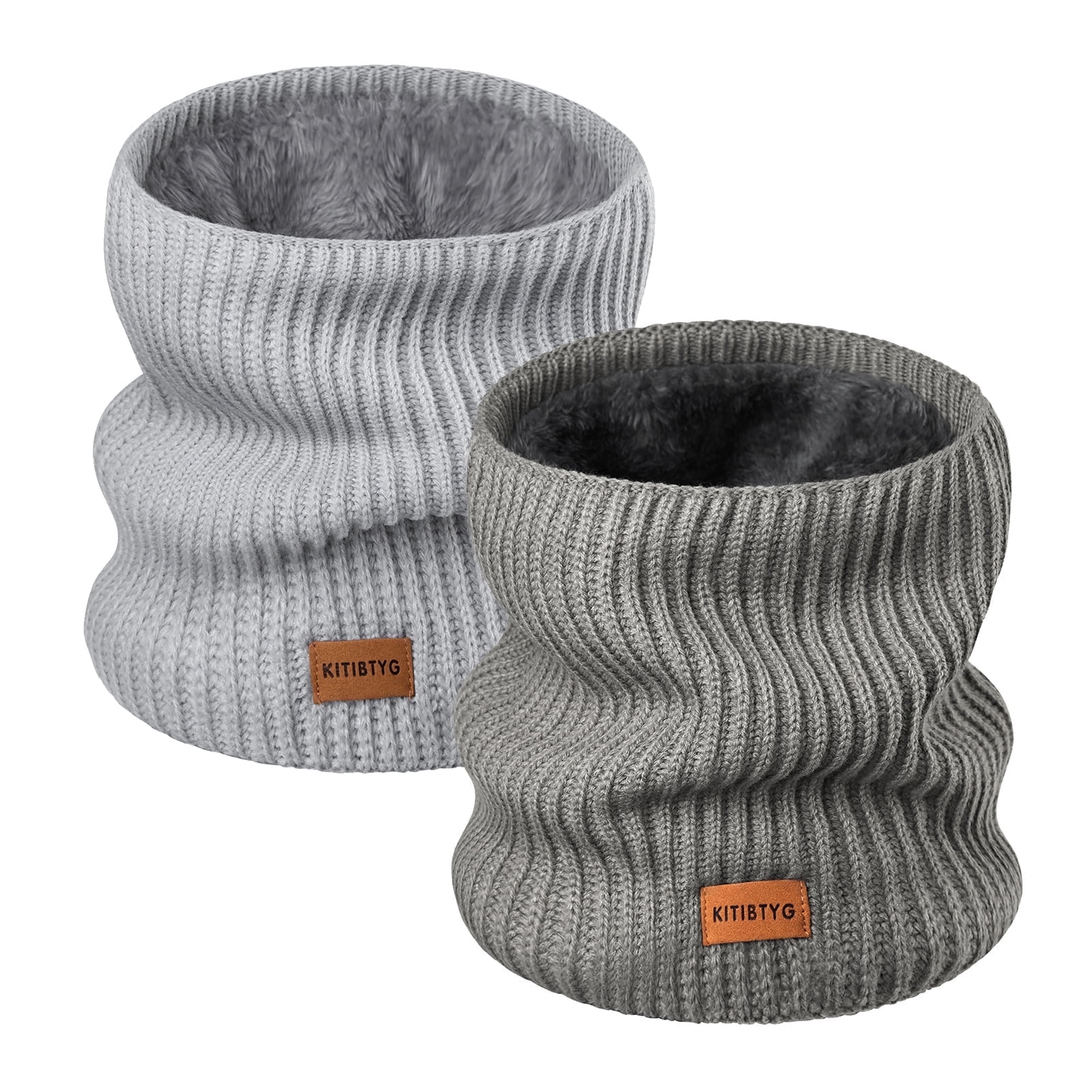 BUTKLNYTS 2-Pack Knitted Neck Warmer ，Knitting Fleece Scarf Gaiter Mask ...
