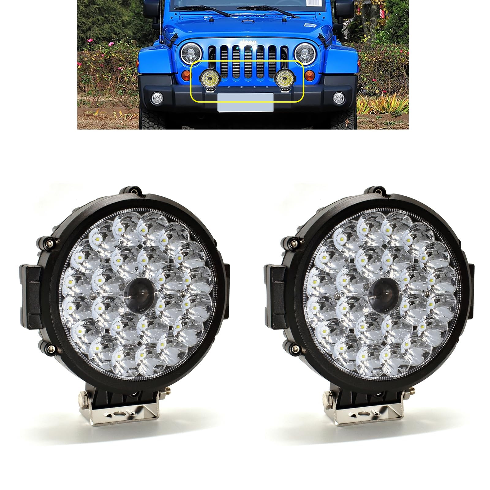 KITOCARTOP Round LED Offroad KEF16 Lights 7Inch 90W Driving Light Off ...