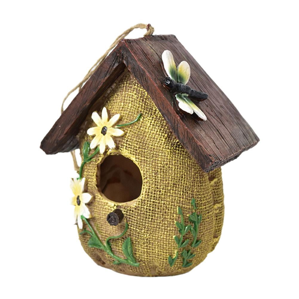 KITPIPIV Hangable Bird House Hand Carved Resin Resin Outdoor Bird Nests ...