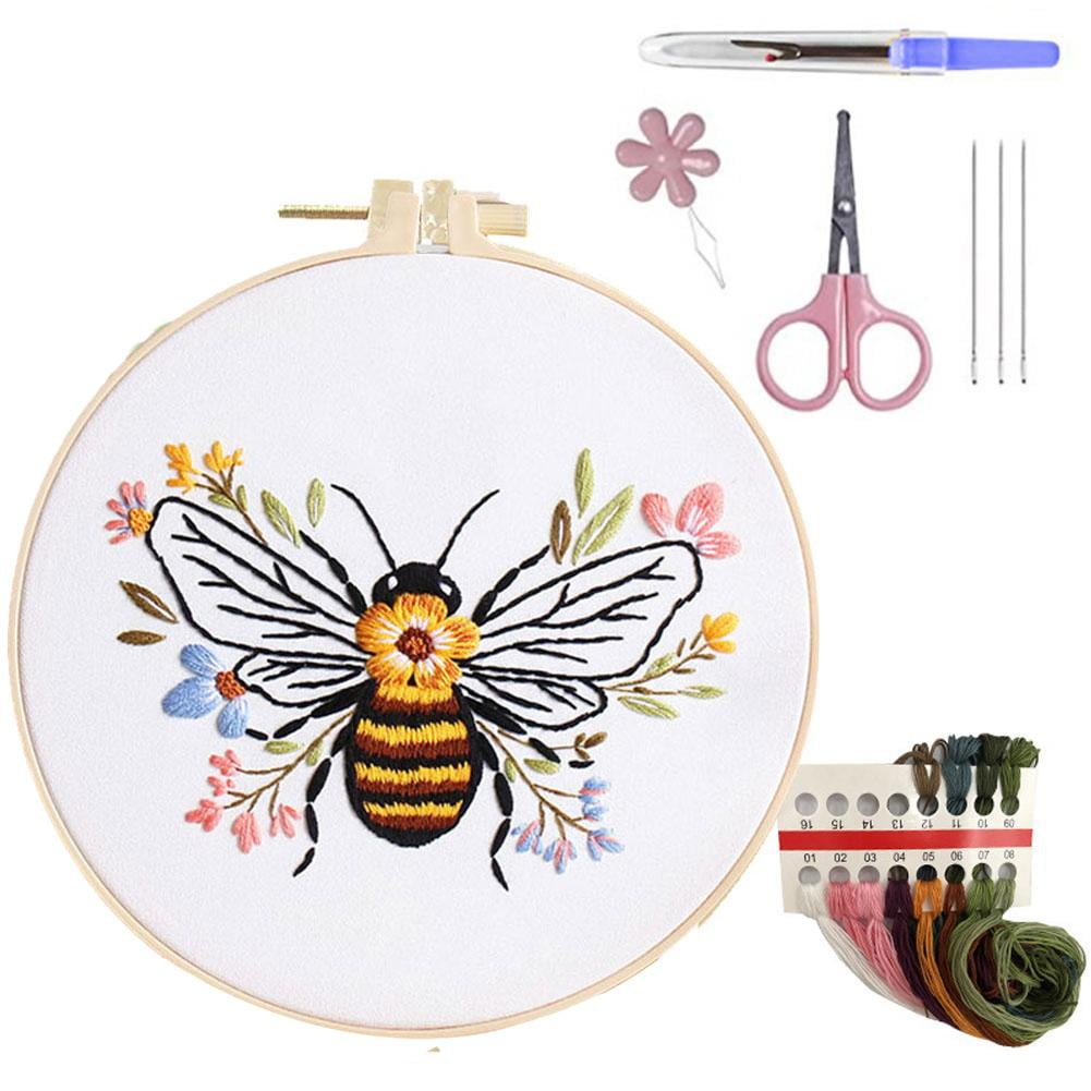 KITPIPIVO Bees Embroidery Kits DIY Cross Stitch Starter Craft Kits for ...