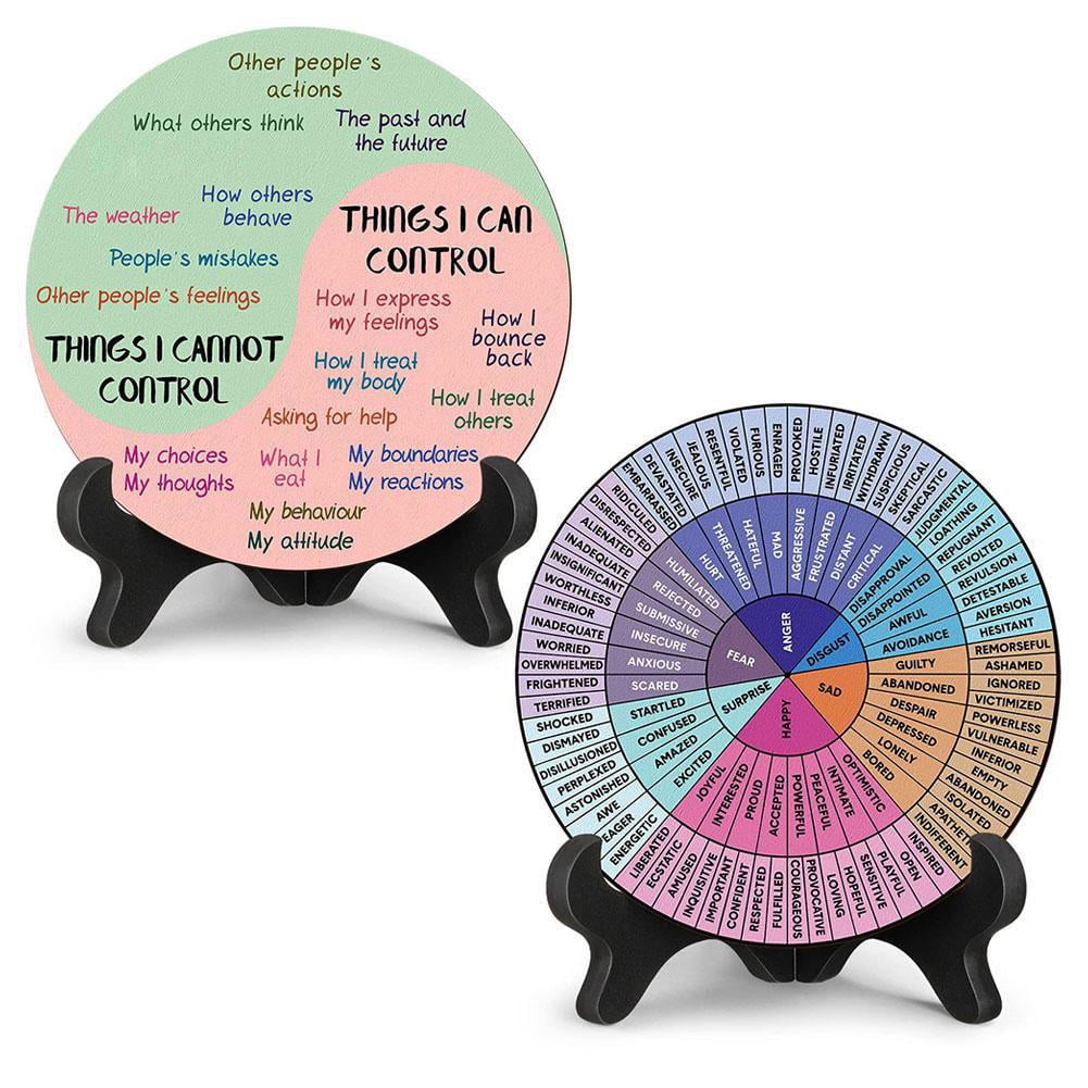 KITPIPIVO GINTBN Feelings Wheel Therapy Office Desk Decor, Double Sided ...