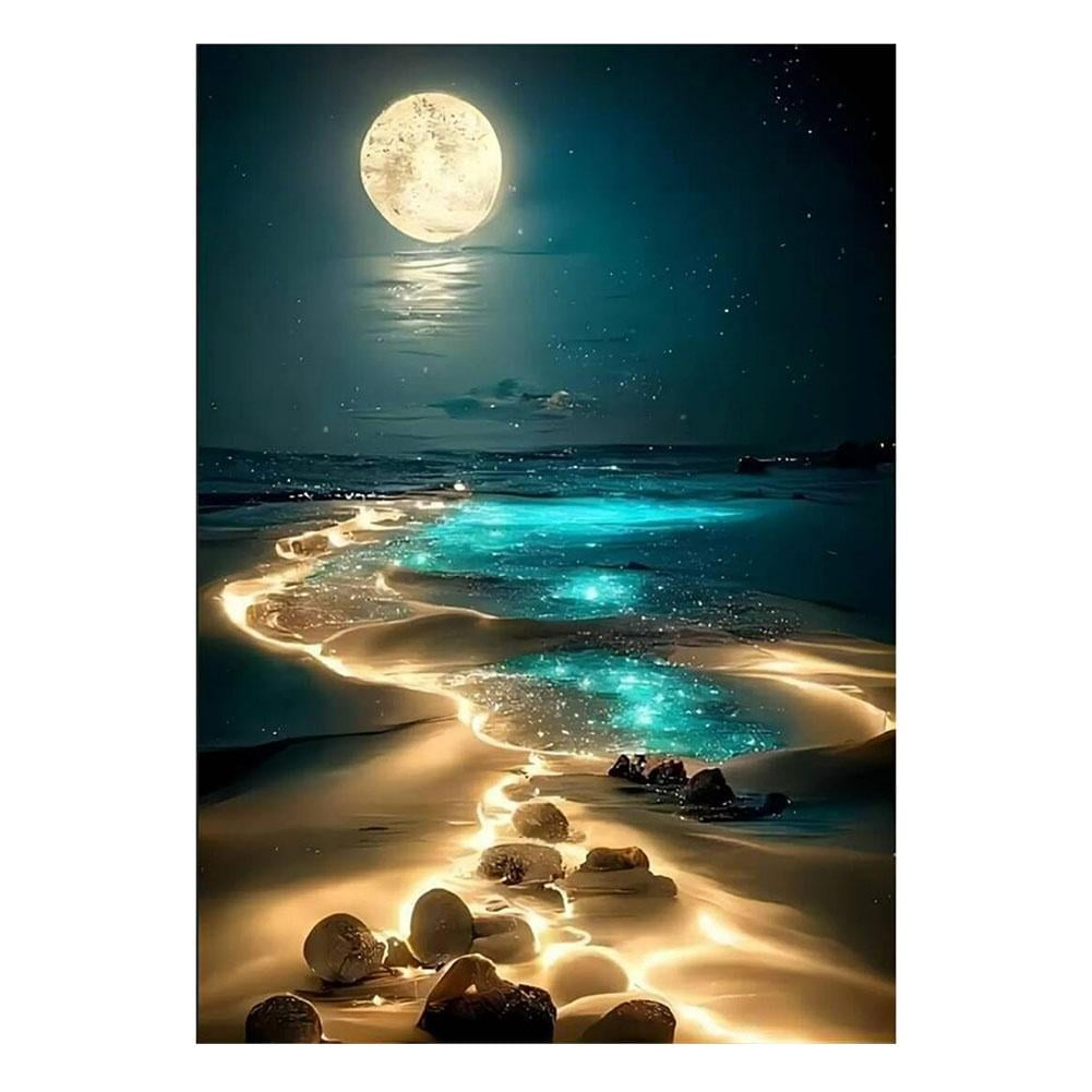 KITPIPIVO Moon Art Kits For Adults Beginners, DIY Moonlight Beach GXW ...