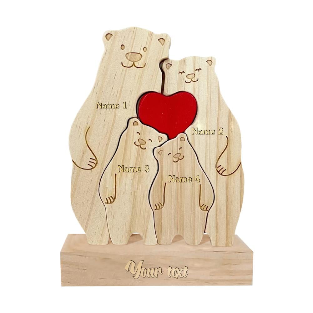KITPIPIVO Personalized Wooden Bear Family Puzzle Gifts,Custom Bear ...