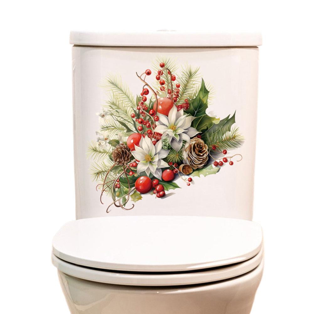 KITPIPIVO Red Floral Stickers Home Bathroom Toilet Stickers Self ...