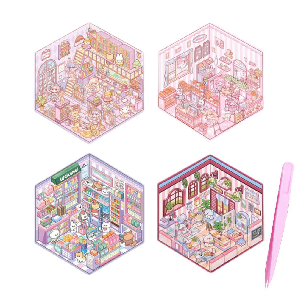 KITPIPIVOPPV 3D Sticker DIY Three-dimensional Cabin Scene Stacking and ...