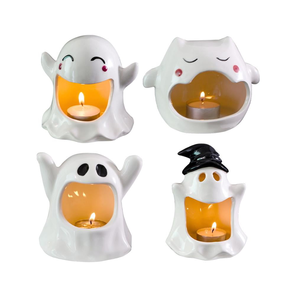 KITPIPIVOPPV Adorable Ghost Ceramic Candle Holder Halloween Decoration ...