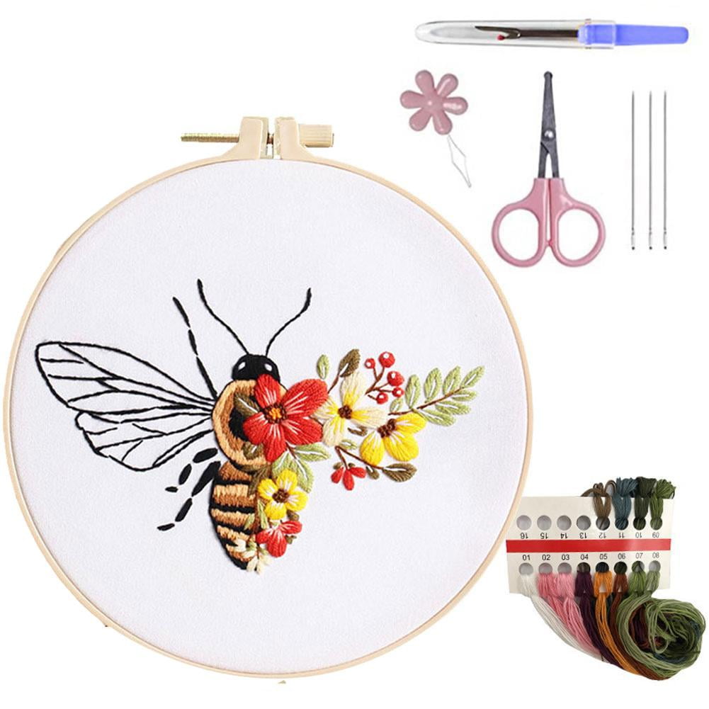 KITPIPIVOPPV Bee Embroidery Kit for Beginners,Bees Patterns Embroidery ...
