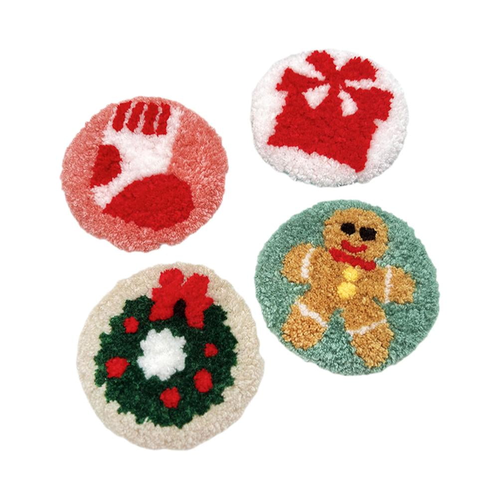 KITPIPIVOPPV Christmas Punch Needle Coaster Kit Punch Needle Embroidery ...