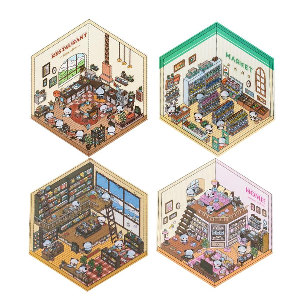 KITPIPIVOPPV DIY 3D House Stickers, 3/4pcs Fun DIY Stickers Scene Make ...