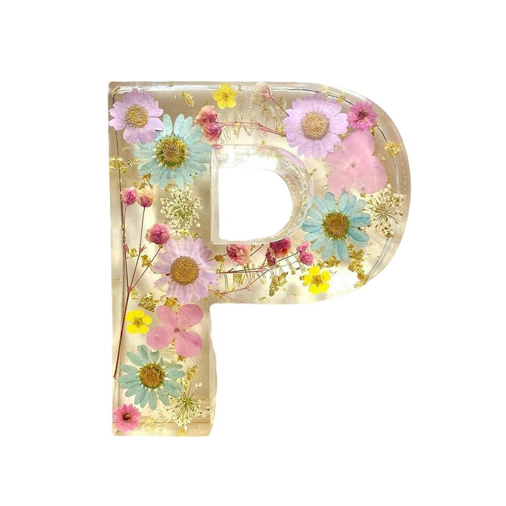 KITPIPIVOPPV Floral 26 Letters Resin Night Light, Dried Flower Letters ...