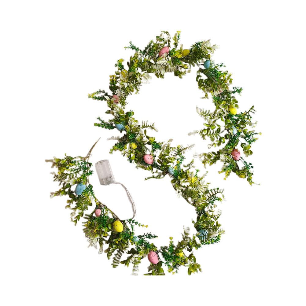 KITPIPIVOPPV Lighted Easter Garland,Artificial Easter Egg Garland with ...
