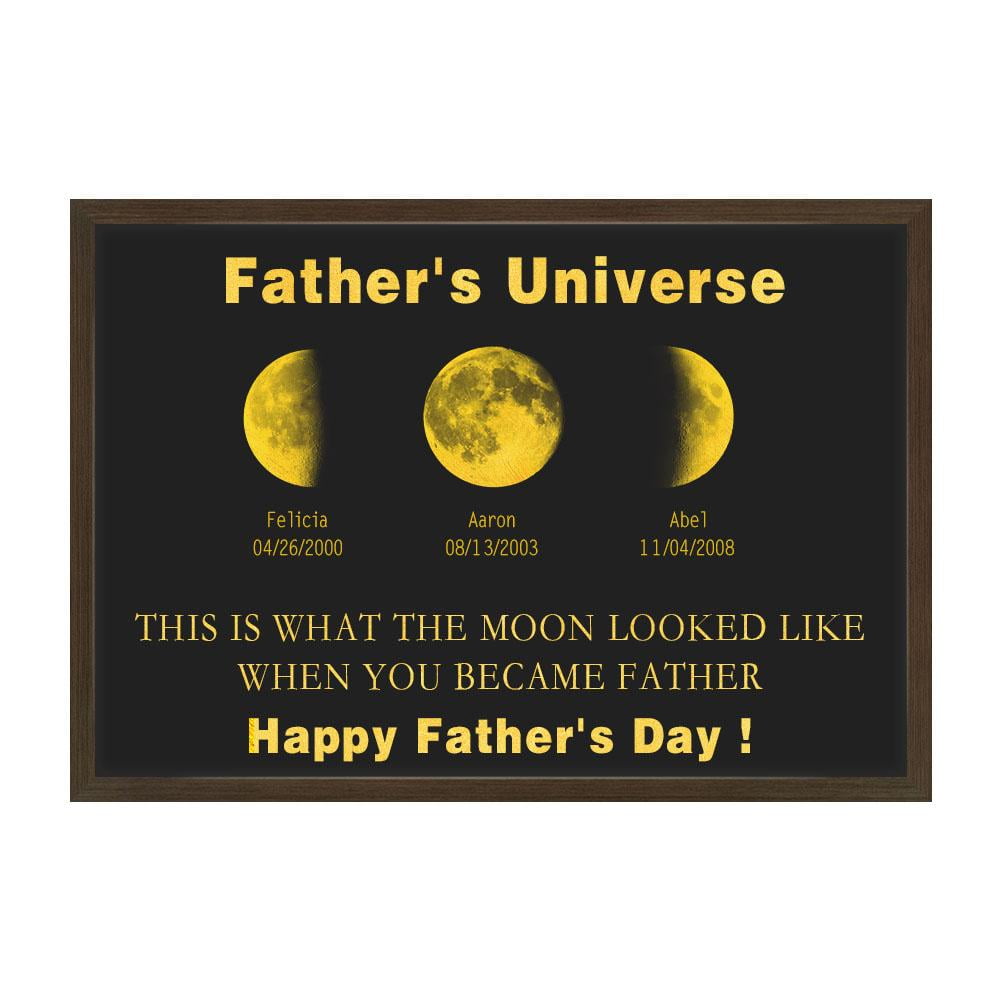 KITPIPIVOPPV Personalized Moon Phase Frame for Fathers Day Gift, Wood ...