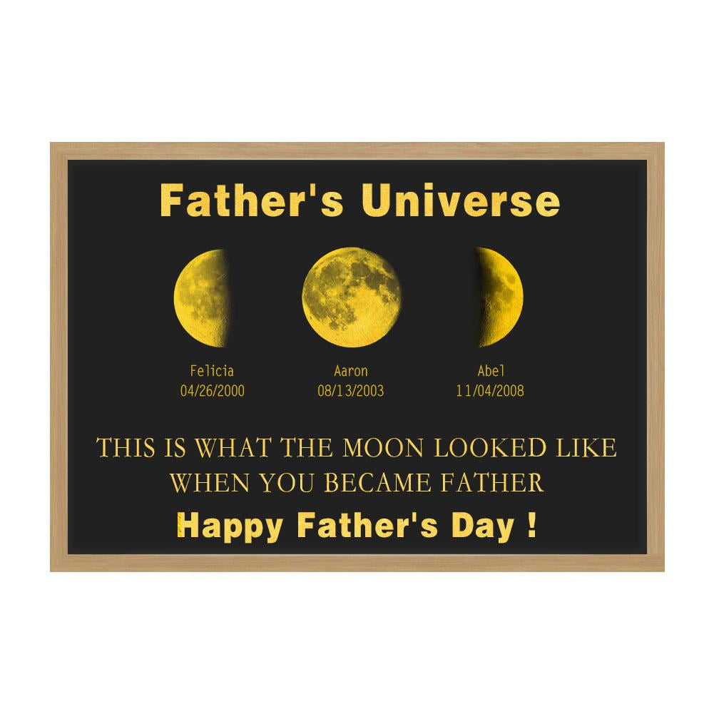 KITPIPIVOPPV Personalized Moon Phase Frame for Fathers Day Gift, Wood ...