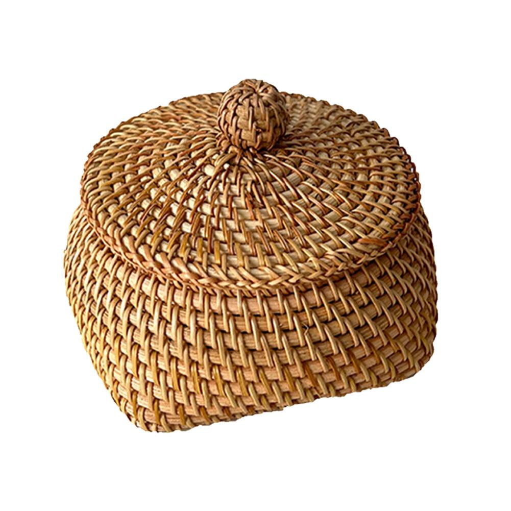 KITPIPIVOPPV Round Rattan Boxes with Lid,Hand-Woven Multi-Purpose ...