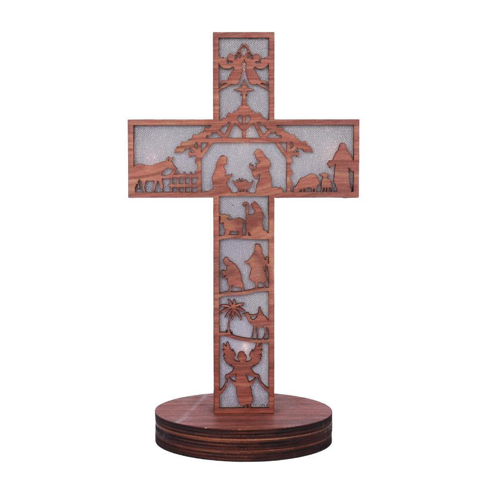 KITPIPIVOPPV Wooden Nativity Scene Book Display With Light, 3D Engraved ...