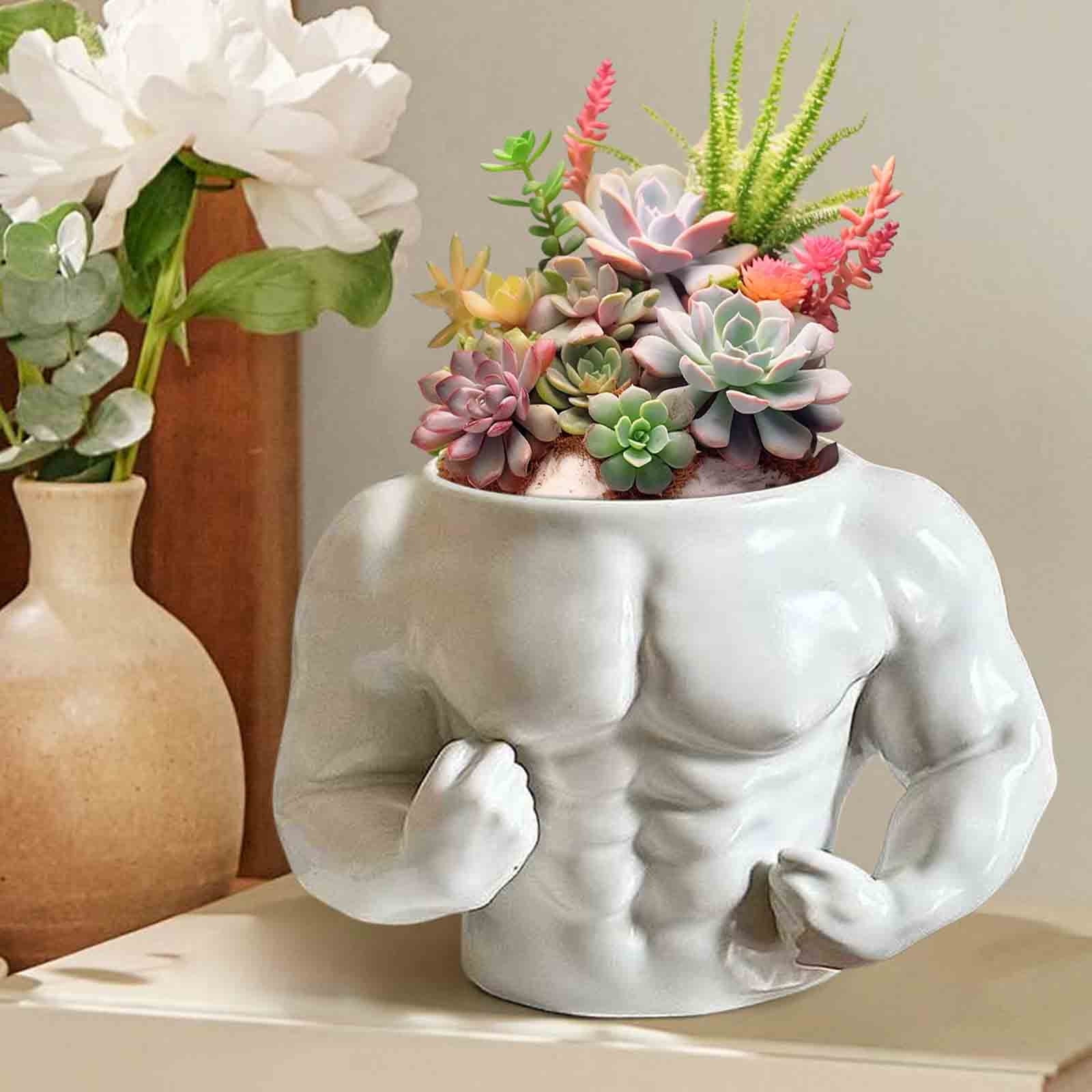 KITTEHIGM Fitness Themed Planter - Muscle Man for Sports Enthusiasts ...