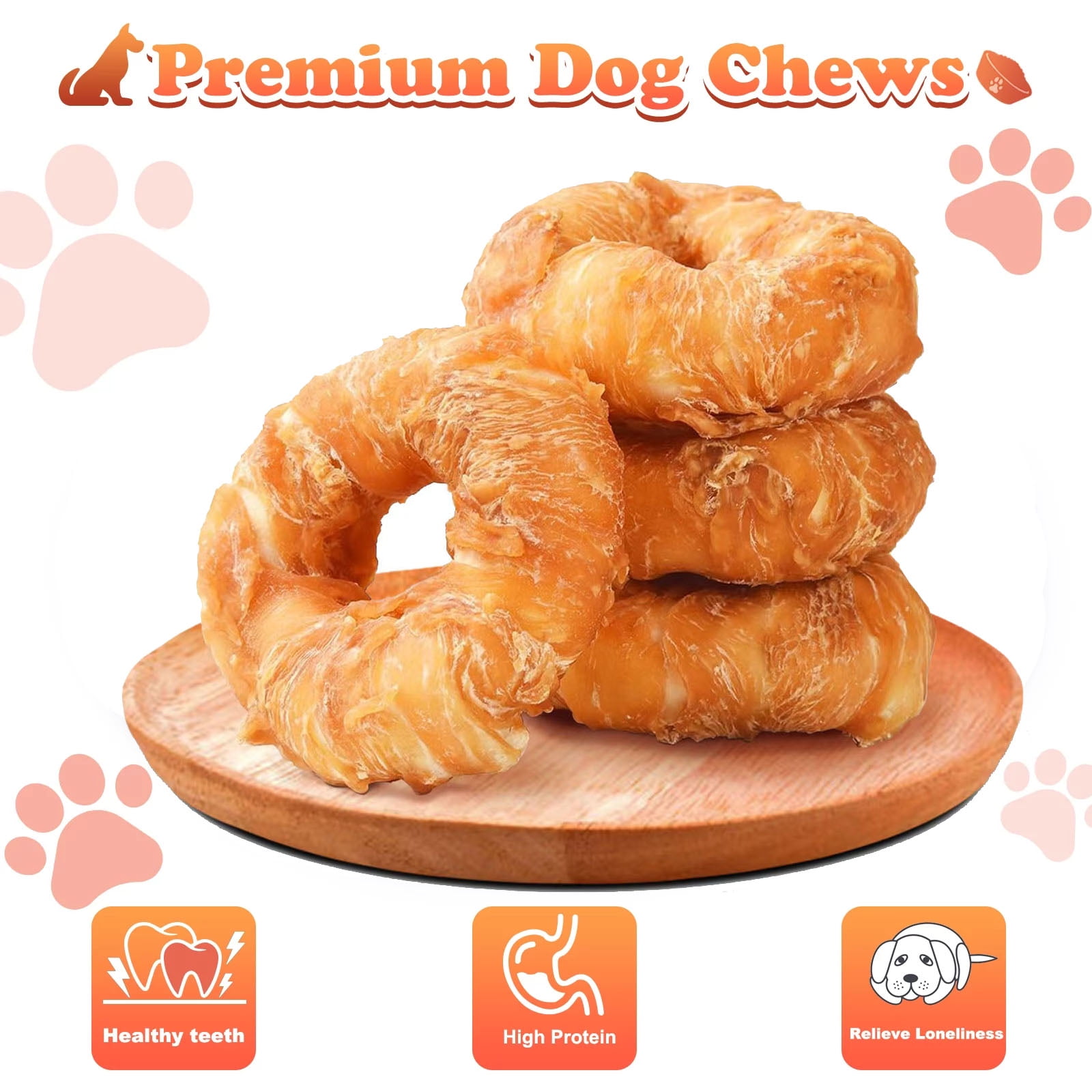 KITTYAMIGO 4PCS Chicken Wrapped Rawhide Donut Dog Treats–Grain-Free ...