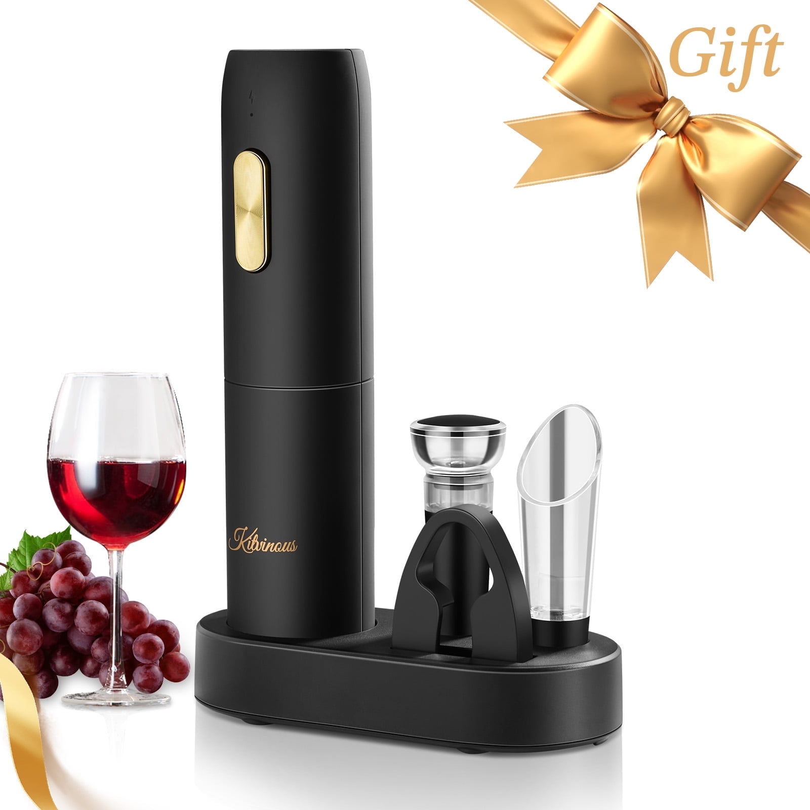KITVINOUS Electric Wine Opener Set with LED Light, Charging Base, Foil ...