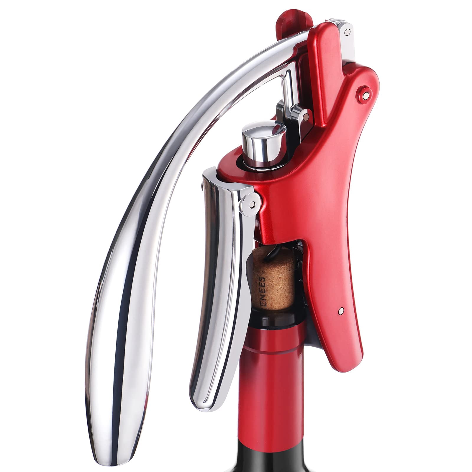 KITVINOUS Wine Opener, Vertical Lever Corkscrew with Non-Stick Worm ...