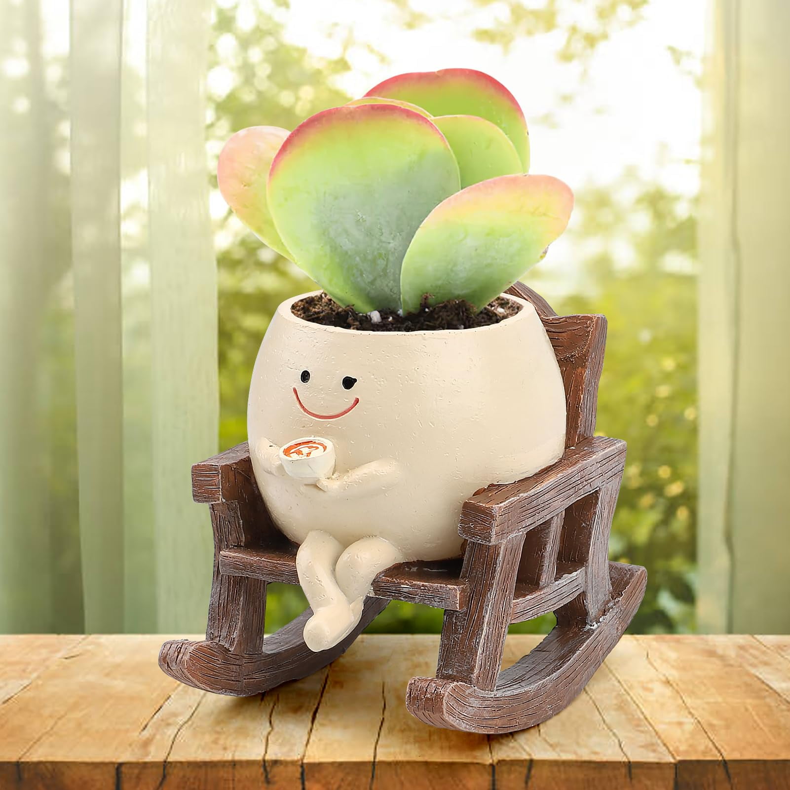 KIUGCO Smily Face Planter Pots for Indoor Plants, Cute Resin Flower ...